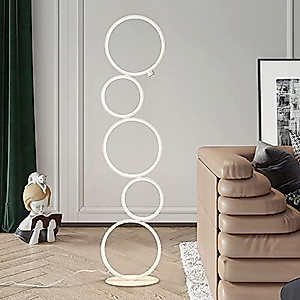 Floor Lamp for Living Room , Modern Ring Style , 24W Standing Lamp for Bedroom , 3 Brightness Levels Dimable with Touch Switch 3000K LED,39 Inches, Tall Lamp For Office, Kids Room, Reading Room(White)