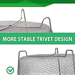 AOZITA Steamer Basket for Instant Pot Accessories 6 qt or 8 quart - 2 Tier Stackable 18/8 Stainless Steel Mesh Strainer Basket - Silicone Handle - Vegetable Steamer Insert, Egg Basket, Pasta Strainer