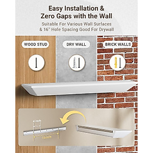 QueenFun 36 Inch White Floating Shelves, 6'' Deep Large White Floating Shelves for Wall, Easy Hanging Wall Shelves for Bedroom Living Room Bathroom Nursery, 2-Pack Crown Molding Decorative Shelves