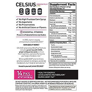 CELSIUS On-the-Go Powder Stick, Combo Pack of Dragonfruit Lime and Cranberry Lemon, 28 Piece Assortment