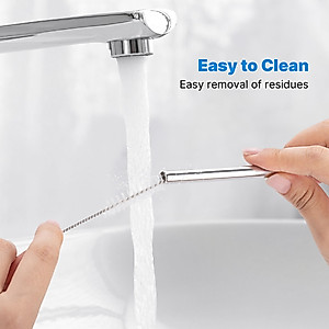 Bluwing 2 Pcs Stainless Steel Straws for 40 oz Stanley Tumbler, Replacement 40 oz Stanley Cup Straw Accessories with Silicone Tips and Cleaning Brush (Pink Dusk)