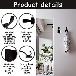 Bunliuys Towel Holder for Bathroom Wall Hooks, Bath Towel Rack Shower Towel Holder, Robe Hook Heavy Duty Coat Hooks Entryway Wall Mounted for Hanging Key Robe Hat Backpack (Black 2)