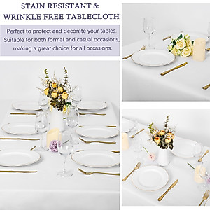 8 Pack White Tablecloth 60 x 102 Inch Polyester Table Cloth for 6 Foot Rectangle Tables, Wrinkle Resistant Washable Decorative Fabric Table Covers for Wedding Party Banquet Buffet and Camping