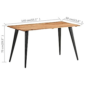 YPWRENH Cocktail Table Farmhouse End Tables Dining Table with Live Edges 55.1"x23.6"x29.5" Solid Acacia Wood for Dining Room, Kitchen or Living Room
