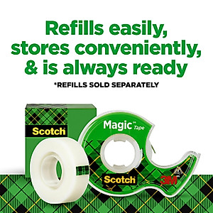 Scotch Magic Tape, 3 Dispensered Rolls, Numerous Applications, Invisible, Clear Tape Engineered for Repairing, 3/4 x 300 Inches