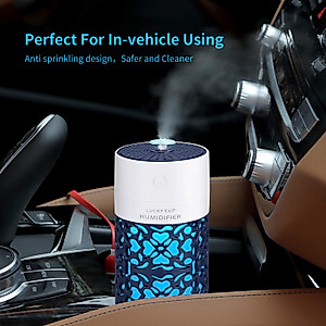 Portable Humidifiers Car Humidifier Cool Mist Humidifying for Kids Rooms Travel Office Bedroom with High and Low Mist Settings 7 Colors Night Light Auto Shut-Off 250ml