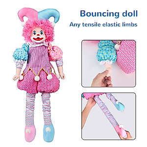 GARUNK 37.4" Pink Plush Clown Doll with Retractable Arms & Legs, Cute Baby Girl Birthday Gift