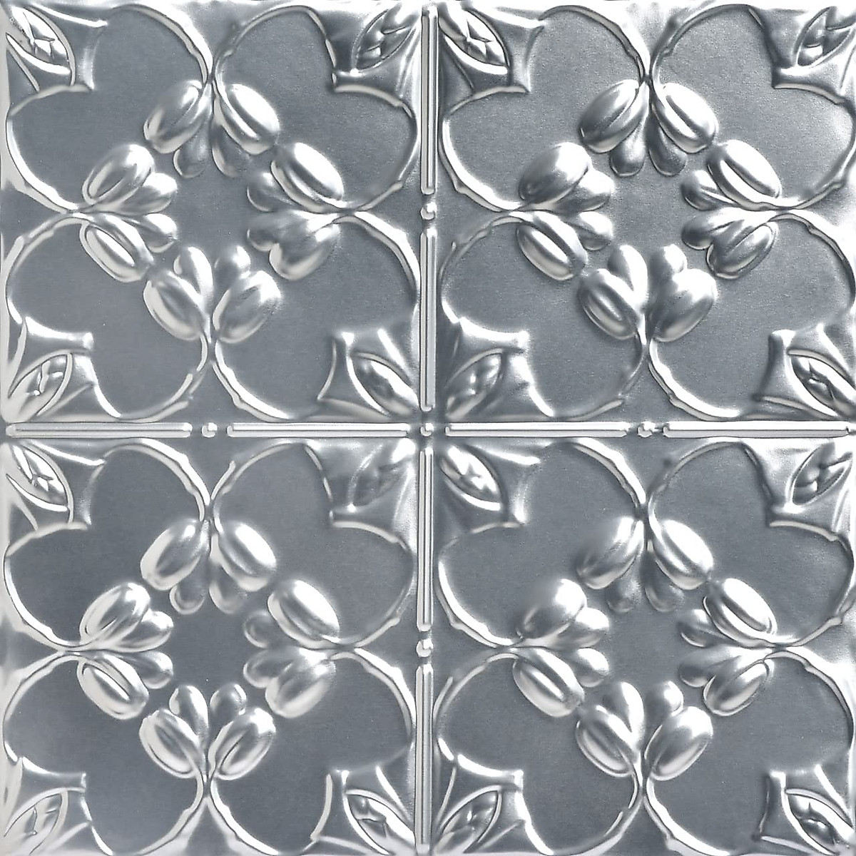 Shanko SK302-laq-24X24-N-12 Lilac Stamped Metal Nail-up Tin Ceiling Tile (48 sq. ft), Silver Pack of 12 (Nail-up)