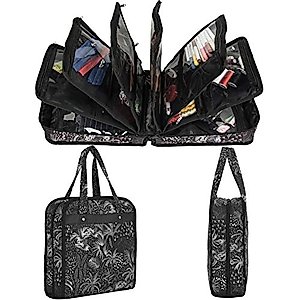 PACMAXI Sewing Accessories Storage Bag, Knitting, Craft Tools and Accessories Organizer, Roomy Carrying Bag for Sewing Tools and Accessories (White Tree with Black Background)