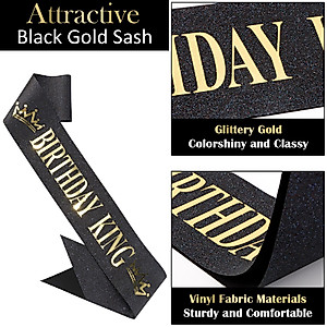 TOBATOBA Birthday Crown and Sash, Party Prom Decorations for Men