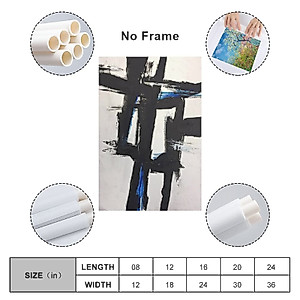 Hand Painted Abstract Black and White Oil Painting Textured Impressionist Palette Art Bedroom Bathroom Office Bar Wall Decor Paintings16x24inch(40x60cm)