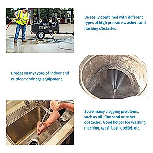 Alpha Rider Sewer Jet Nozzle, Stainless Steel Pressure Washer Sewer Jetter Nozzle Head, 1/4" Quick Connector, 5000 PSI Drain Jet Hose Nozzle