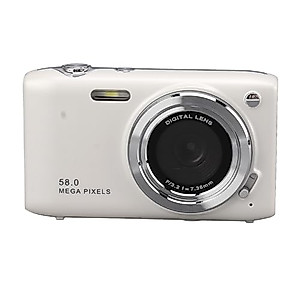 Teens Small Camera, 58MP 2.88 Inch IPS Screen 4K Digital Camera Automatic Beauty Mode 16X Zoom Slim and Lightweight for Vlogging (White)