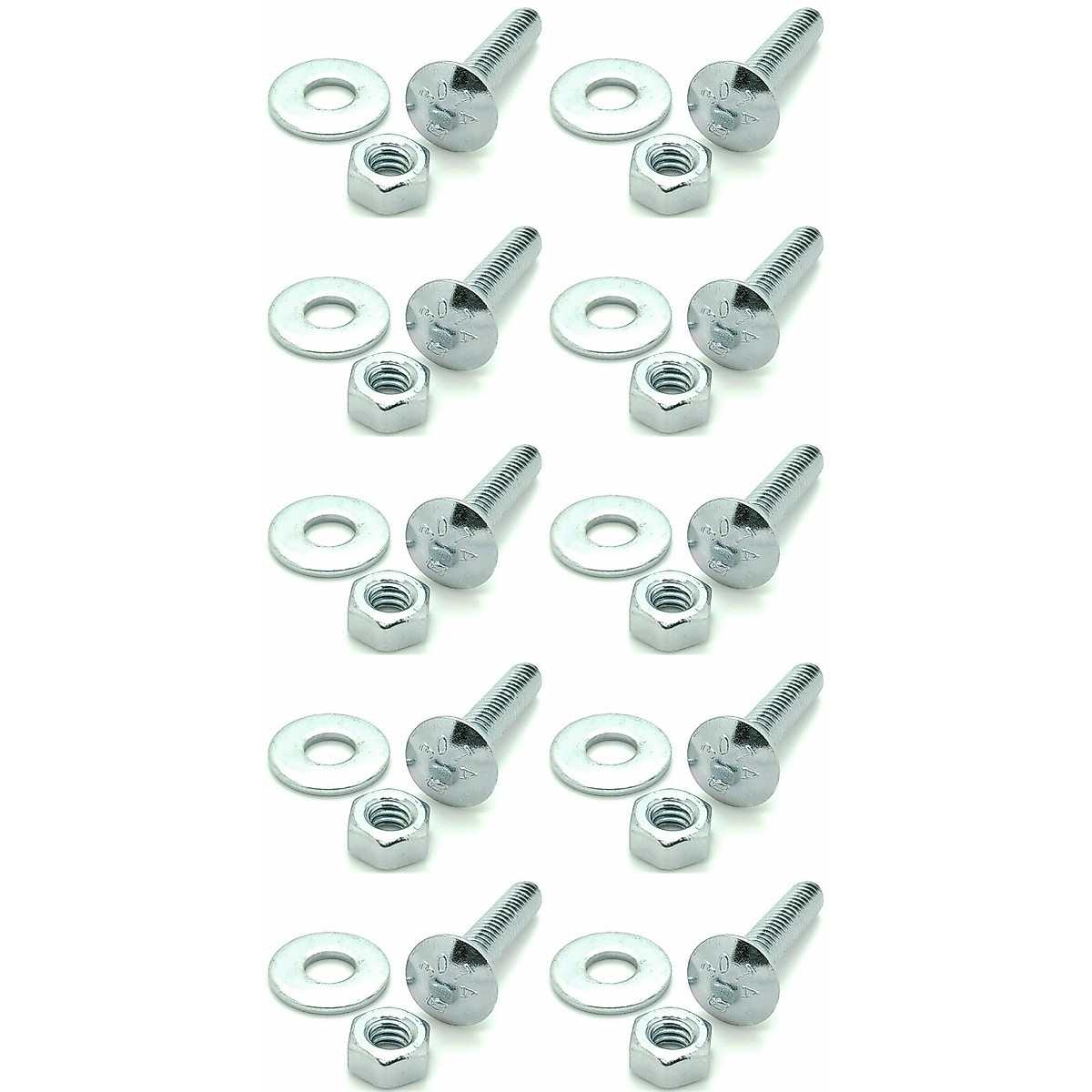 Ten (10) 1/4-20 x 1-1/4" Long Carriage Bolts Set w/Nuts & Washers (BCP279)