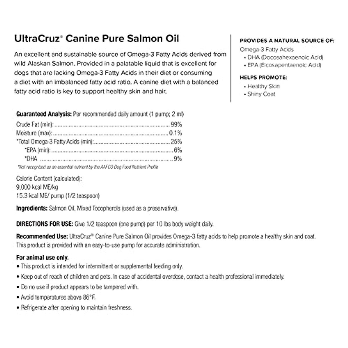 UltraCruz Canine Pure Salmon Oil, 1 Gallon