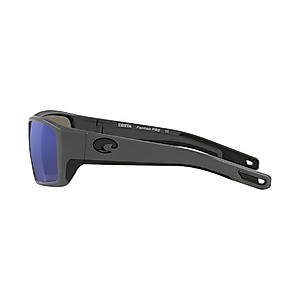 Costa Del Mar Mens Fantail Pro Fishing and Watersports Rectangular Sunglasses, Matte Grey/Blue Mirrored Polarized-580G, 60 mm