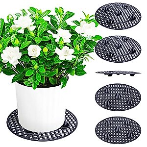 LFUTARI 6 PCS Plant Level Pot Elevator, Plant Stands, 11.6inch Plant Pot Saucer for Prevent Rot and Damage on Patio & Deck (30cm-6pcs, Black)