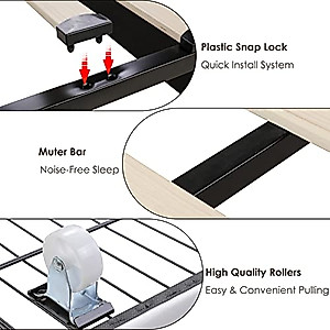 HOSTACK Full Bed Frame with 4 Storage Drawers, Upholstered Platform Bed Frame with Button Tufted Headboard, Heavy Duty Mattress Foundation with Wooden Slats, No Box Spring Needed (White, Full)