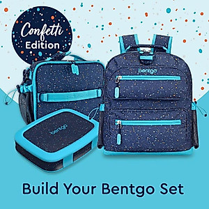 Bentgo Kids 5-Compartment Lunch Box - Confetti Design for School, Ideal for Ages 3-7, Leak-Proof, Drop-Proof, Dishwasher Safe, & Made with BPA-Free Materials (Confetti Edition - Abyss Blue)