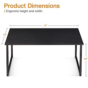 Coleshome 47 Inch Computer Desk, Modern Simple Style Desk for Home Office, Study Student Writing Desk,Black