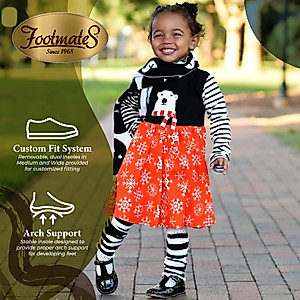 FOOTMATES Harper Mary Jane T-Strap Girls Flat Leather Walking Shoes with Custom-Fit Insoles, Slip-Resistant Non-Marking Outsoles - for Toddlers and Little Kids, Ages 1-8, Black Patent 3 Infant M/W