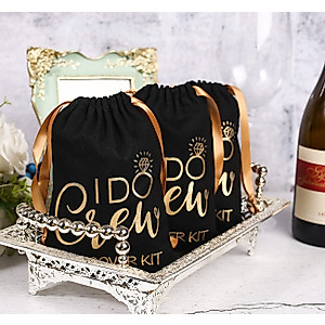 Cytdkve Gold Foil Bachelorette Party Favor Bag Hangover Kit Bag, Wedding Bridal Party Favor Bags for Bridesmaid Gifts Engagement Gifts (10 Pieces, Black, 5 x 7 Inch)