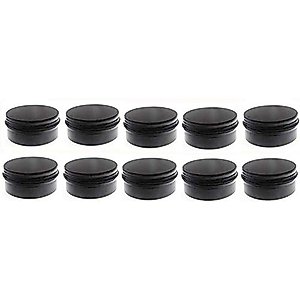 3 oz.Tins Black Aluminum Metal Tin Round Screw Top Lid Containers Jars Metal Storage Tin Jars Aluminum Tin Cans Travel Storage Tins,for Lip Balm DIY Cosmetics Salves, 3oz./3 Ounce/90 ML,10 Pack