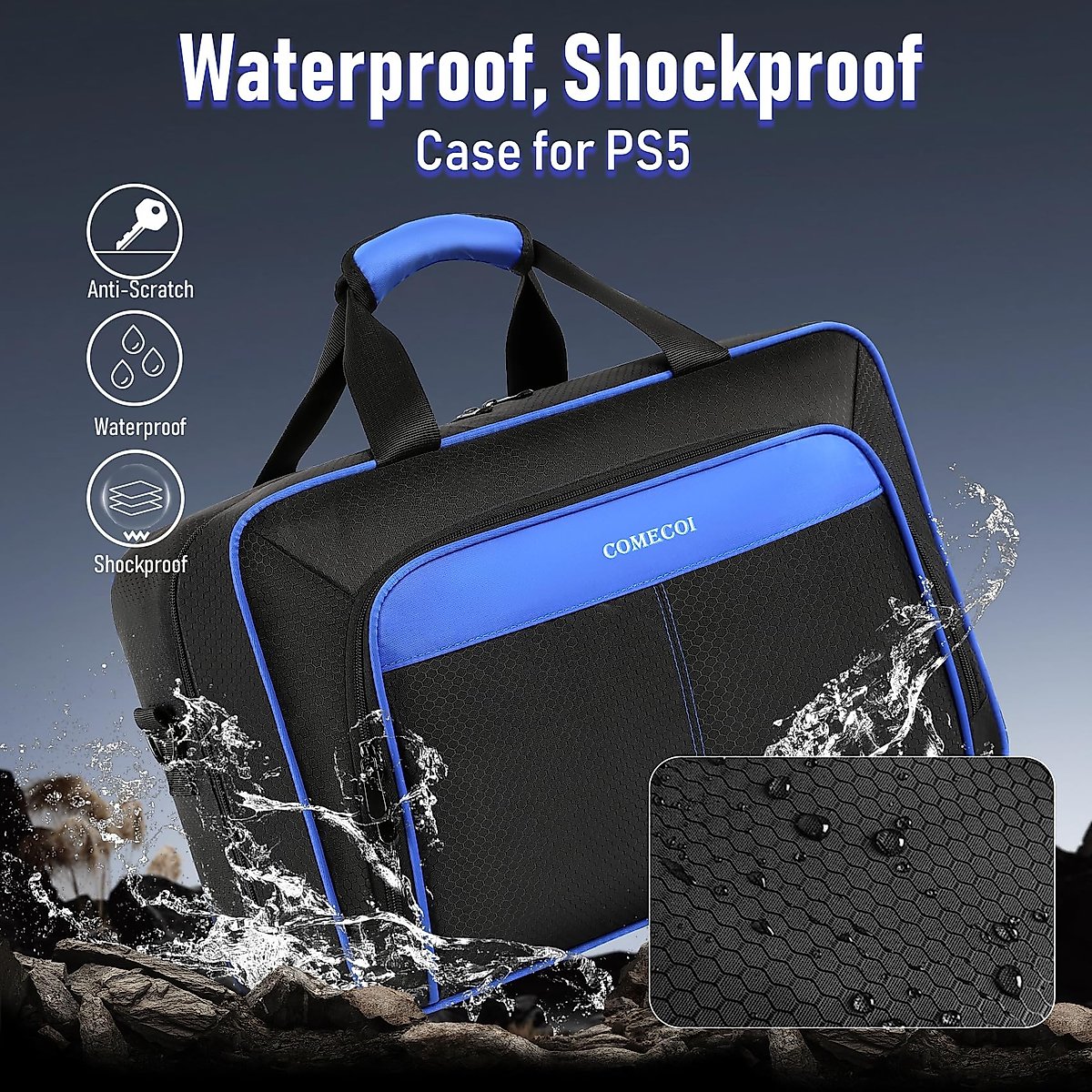 COMECOI Carrying Case for PS5, Travel Case for PS 5 Protective, Large Capacity Storage Bag Compatible with Playstation 5 Disk/ Digital Edition Console, Controllers, Game Cards, Accessories