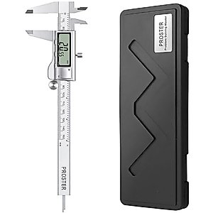 Proster 150mm 6inch Digital Vernier Caliper Stainless Steel Electronic Caliper Fractions/Inch/Metric Conversion Measuring Tool for Length Width Depth Inner Outer Diameter