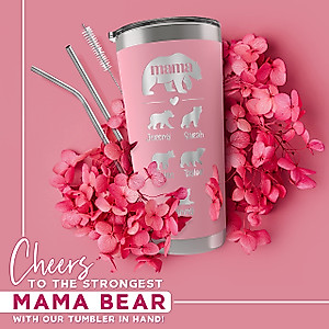 Mother's Day Gifts I Personalized Mama Bear Tumbler with Cubs and Name I Up to 6 Cubs & 5 Fonts - 13 Colors I Mother's Day Gifts from Daughter I 20 OZ - 30 OZ