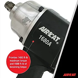 AIRCAT Pneumatic Tools 1680-A: 3/4-Inch Impact Wrench 1,600 ft-lbs - Standard Anvil