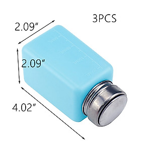 Crapyt Push Down Liquid Press Pumping Refillable Empty Pump Bottle 3 Pack（Each of Blue, Pink, and White） Push Down Dispenser 2.09"×2.09"×4.02"