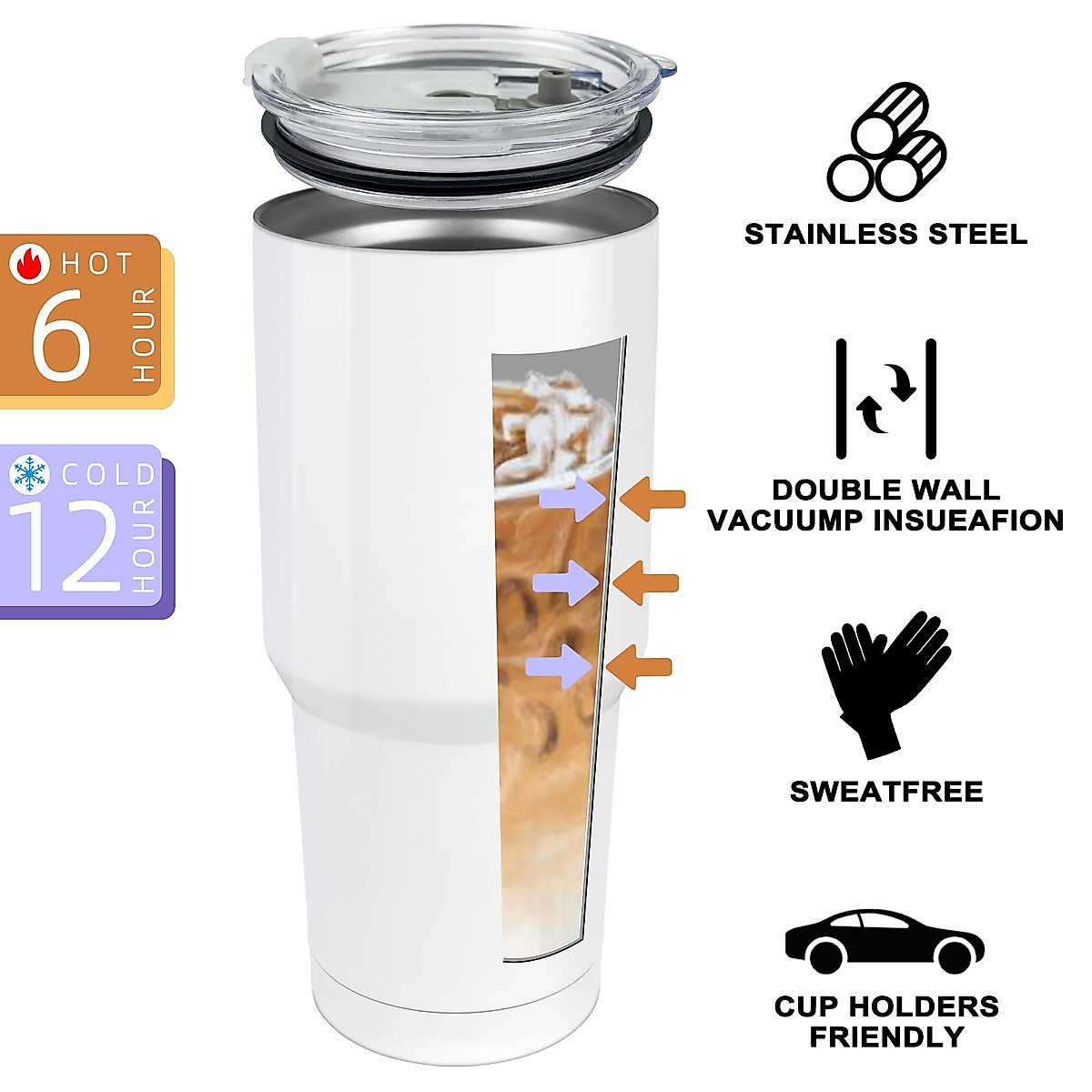 AiHeart 30oz Sublimation Stainless Steel Coffee Tumblers,4pack Sublimation Stainless Steel Blanks Bulk,Double Wall Vacuum Insulated Travel Mug with Shrink Wrap Films,For Car Cup Racks