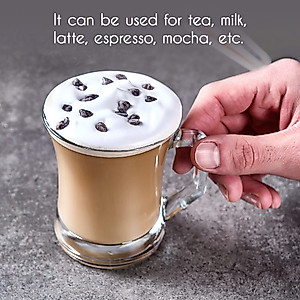 Glass Coffee Mugs for Hot Beverages with Handle, 7 ½ Ounce Hot or Cold Drinks, Glass Tea Cup, Turkish Tea Glasses, Set of 6,