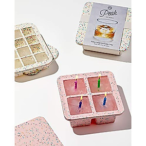 W&P Peak Silicone Extra Large Cube Ice Tray w/ Protective Lid | Charcoal | Easy to Remove Ice Cubes | Food Grade Premium Silicone | Dishwasher Safe, BPA Free