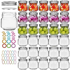 Mcupper 30 Pack Mason Jars 8 oz, Half Pint Canning Jars with Lids and Bands for Canning, Jam, Pickles & DIY