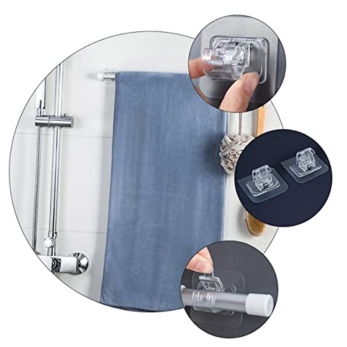 FBITE Curtain Tiebacks,Curtain 1Hanging Rod Clamp Shower Rod Hooks Shower Rod Holder Plastic Standbar Hook Curtain Rod Clip Curtain Rod Fixing Clip/Transparent Color/6 * 5 * 4.5Cm