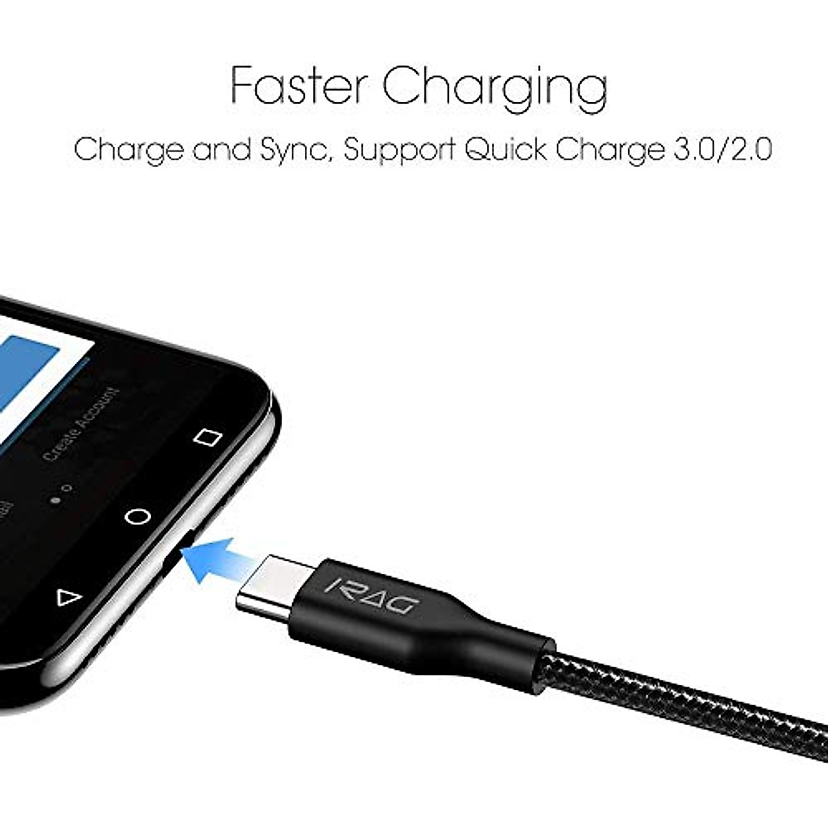 iRAG 2 Pack Charger Cable for Motorola Moto G Stylus 5G, One 5G, One 5G Ace, G100, G Play, G Power, G Fast, Edge, G7 Plus, G7 Play, Edge Plus, RAZR - Braided 6FT USB C to A Fast Charging Cord