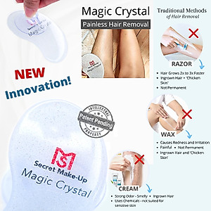 Magic Crystal Painless Hair Remover for Men and Women (New Technology) Fast & Easy - Soft Smooth Silky Skin, Clear Glitter