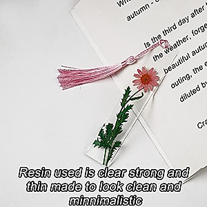 Pressed Flower Bookmark Resin Floral | Handmade | with Dried Flowers | Artsy (Pink Daisies)