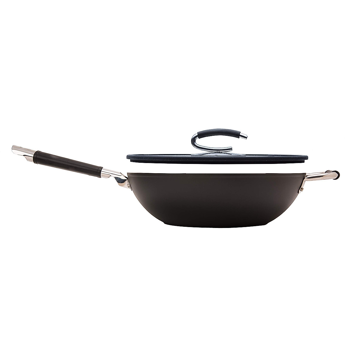 DaTerra Cucina Professional 13 Inch Wok with Glass Lid | Italian Made Ceramic Wok Pan Chef's Favorite Large Wok for All-Around Ease of Cooking Eggs, Burgers, Vegetables and More