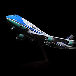 24-Hours 18” 1:130 Scale Model Jet United States Air Force One Plane B747 Model Planes Kits Display Diecast Airplane for Adults with LED Light(Touch or Sound Control)
