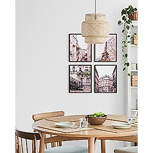HAUS AND HUES Pink Paris Wall Decor Set of 4 Paris Wall Art and Paris Themed Bedroom Decor | Paris Decor for Bedroom, Paris Poster, Preppy Room Decor, Paris Bathroom Decor (8" x 10", UNFRAMED)