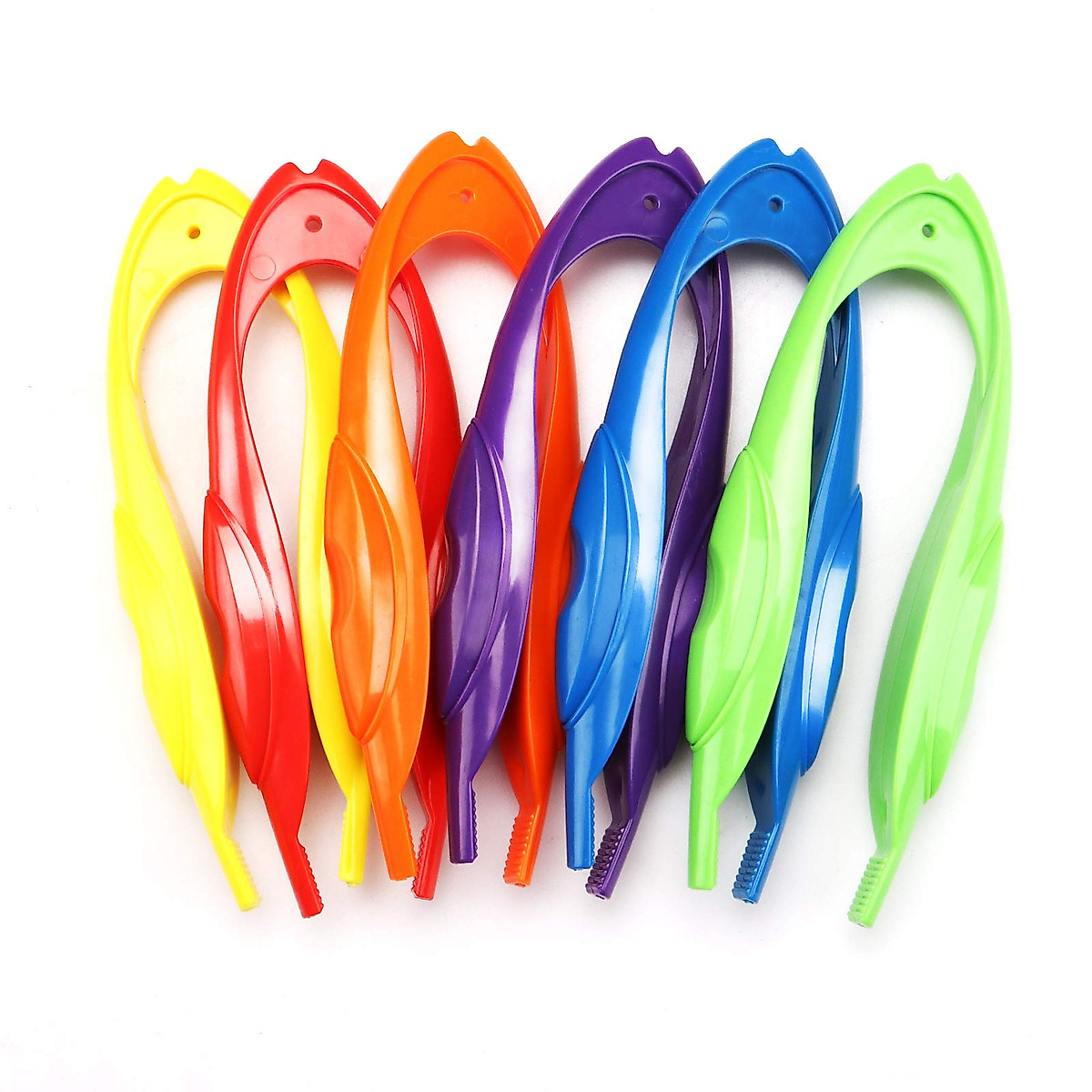 MoliMolly 6Pcs Plastic Colorful Easy Grip Tweezers, Easy Grasp Science Classroom Tools Accessories