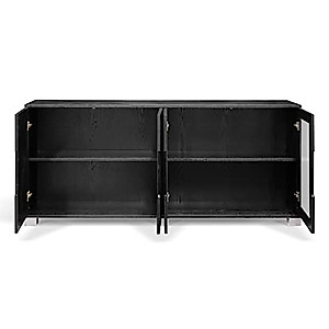Zuri Furniture Hayes Modern Cabinet with Glass Doors - Black Oak