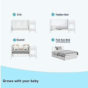 Graco Fable Convertible  Crib & Changer with Premium Foam Crib and Toddler Mattress - White