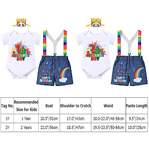 Watermelon 1st 2nd 3rd 4th 5th Birthday Boy Outfit for Baby Toddler Cake Smash Melon Bowtie Romper Bodysuit Jumpsuit +Denim Shorts+Suspenders Photo Shoot Formal Suit Blue Crown-1st Birthday Boy 1T