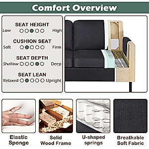 STHOUYN 56" W Fabric Loveseat Sofa with 2 USB, Small Couches for Living Room, Bedroom, Office, Easy Assembly & Comfy Cushion, Dark Grey