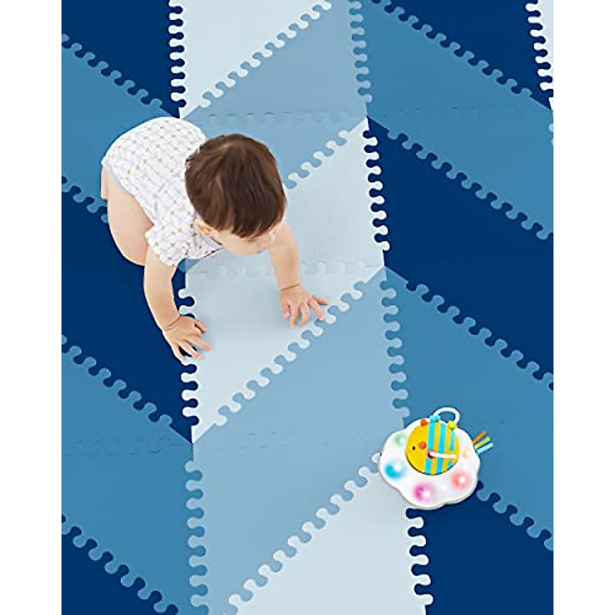 Skip Hop Baby Play Mat, Interlocking Foam Floor Tiles, 70" x 56", Playspot, Blue Ombre