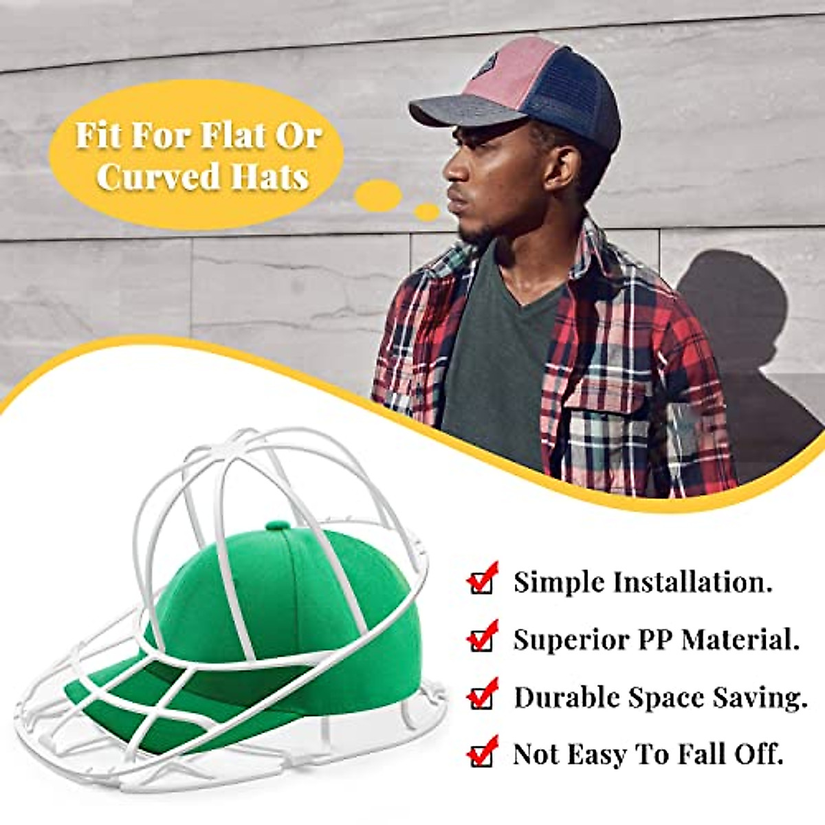 Hat Washers, Cap Washers for Washing Machine, Hat Cleaning Shaper Protector Fit for Adult and Kid's Baseball Caps, White